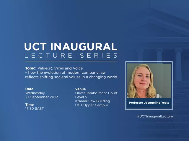 UCT Inaugural Lecture: Professor Jacqueline Yeats | Faculty of Law